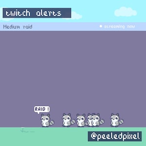 Raccoon Twitch Raid Alert Pack | Cute Animated Pixel Raccoon Bundle ...