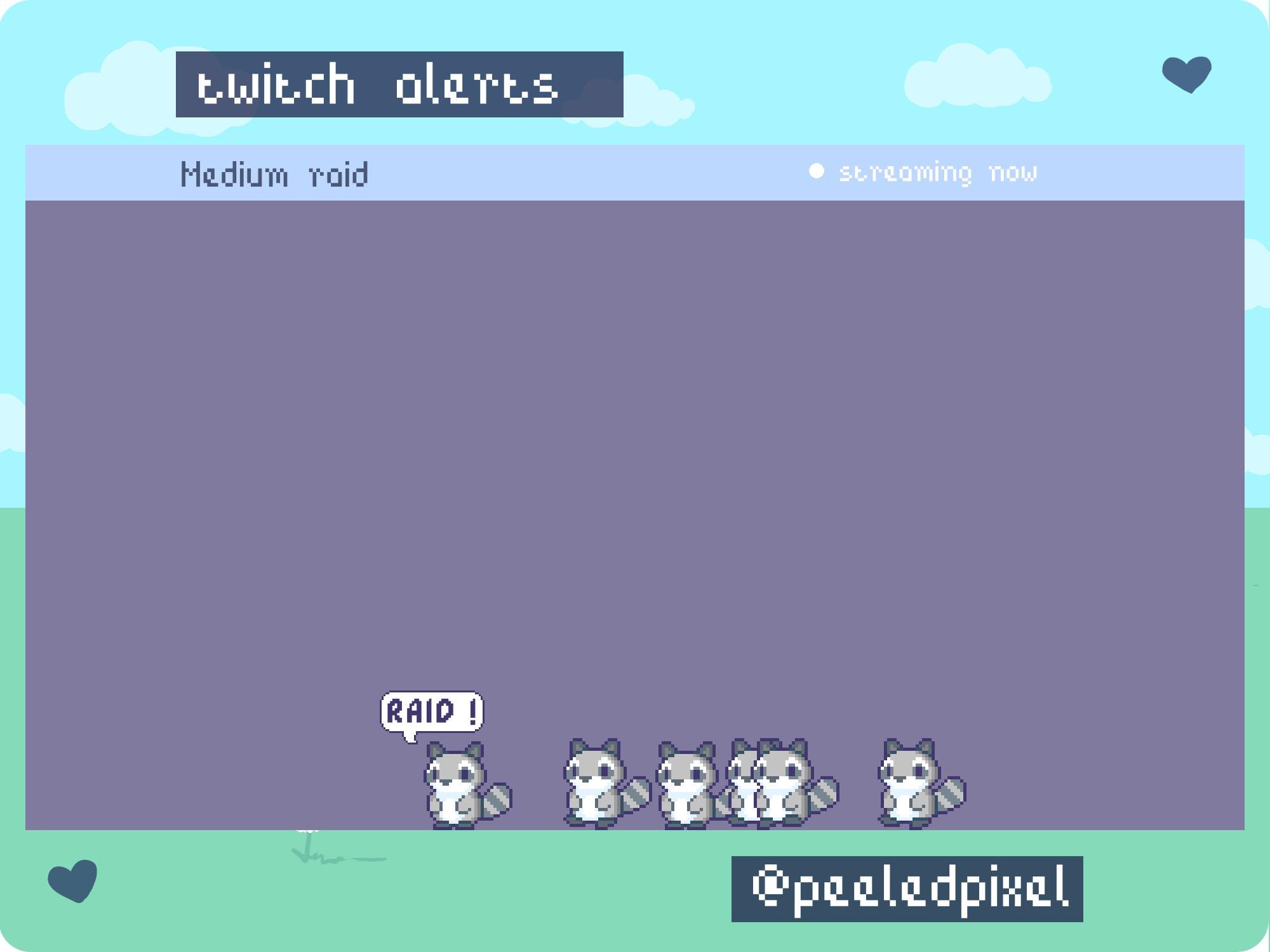 Raccoon Twitch Raid Alert Pack | Cute Animated Pixel Raccoon Bundle ...