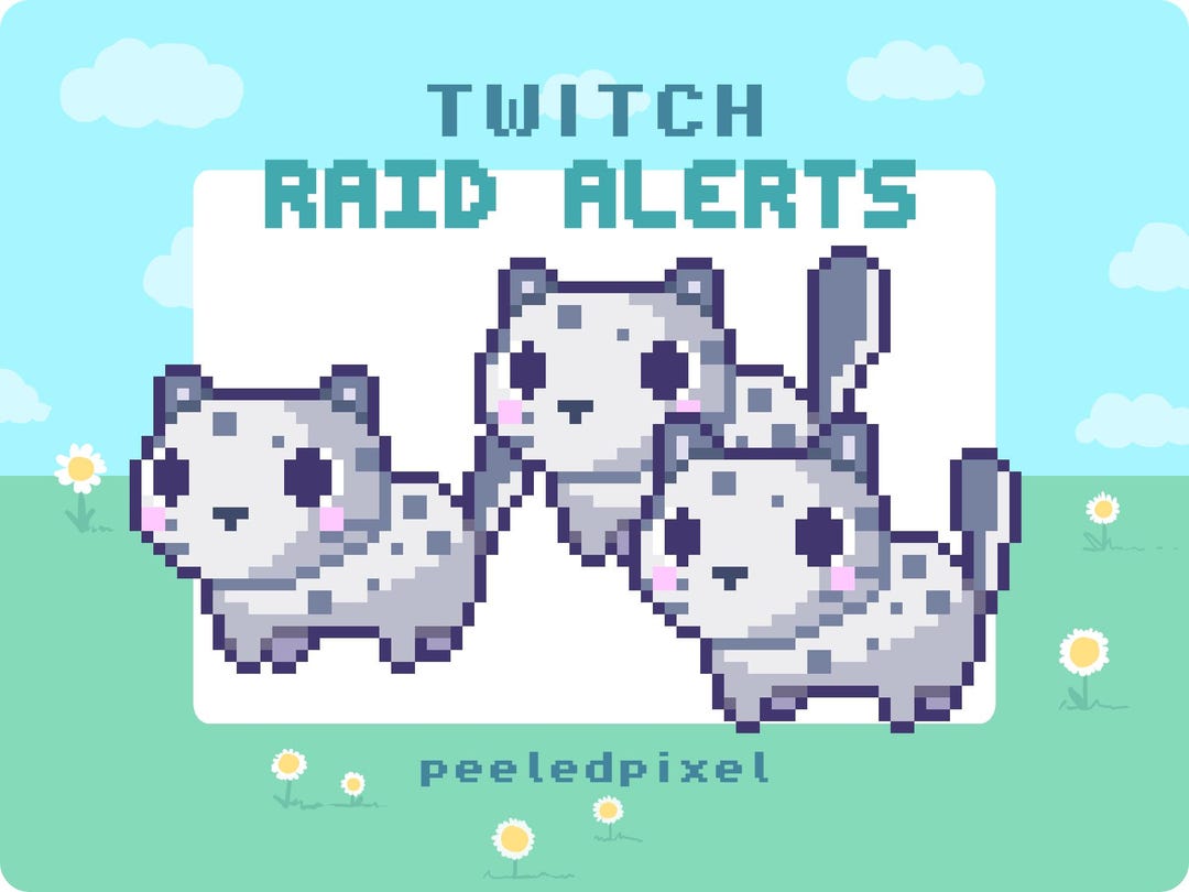 Snow Leopard Twitch Raid Alert Pack | Cute Animated Pixel Cat Bundle ...