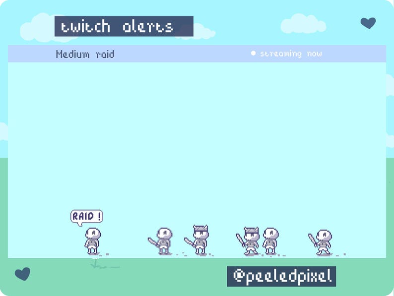 Skeleton Twitch Raid Alert Pack | Cute Animated Pixel Skeleton Bundle ...