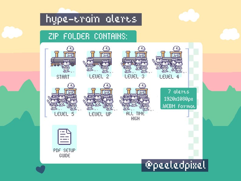 Animated Pixel Skeleton Hype Train Alerts: Twitch Stream Overlay (7x .WEBM Files)(pdf Guide ...