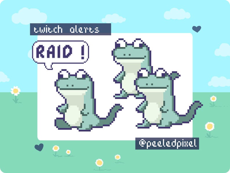 Lizard Twitch Raid Alert Pack | Cute Animated Pixel Lizard Bundle ...