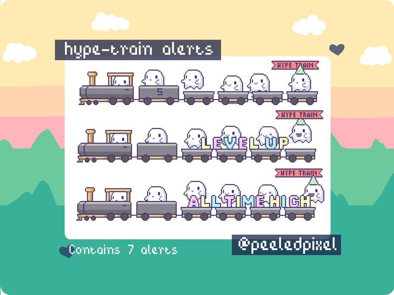 Ghost Hype Train Alert Pack | Cute Animated Pixel Ghost Bundle | Stream Animal Raid Overlay ...