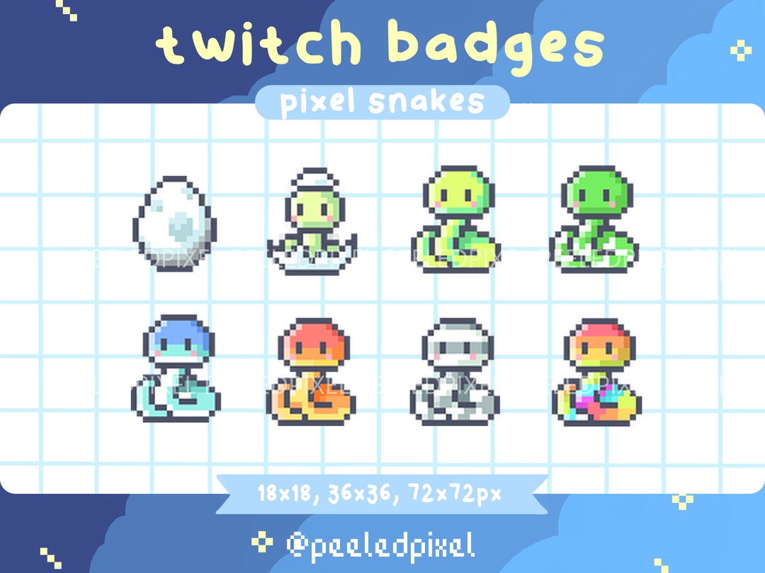 Snake Twitch Badges pixel-art for Twitch/youtube/discord Bit Badges ...
