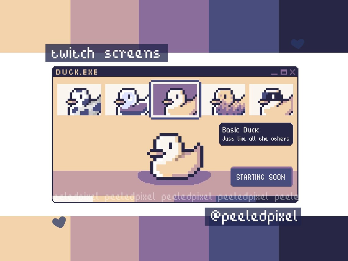 Duck Twitch Screen Pack | Cute Animated Pixel Duck Screens | 4x Screens ...