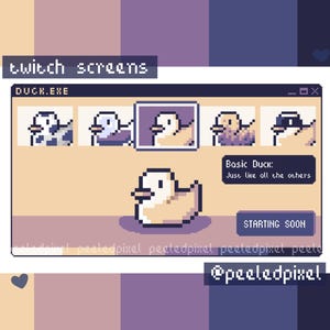 Duck Twitch Screen Pack | Cute Animated Pixel Duck Screens | 4x Screens ...