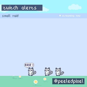 Raccoon Twitch Raid Alert Pack | Cute Animated Pixel Raccoon Bundle ...