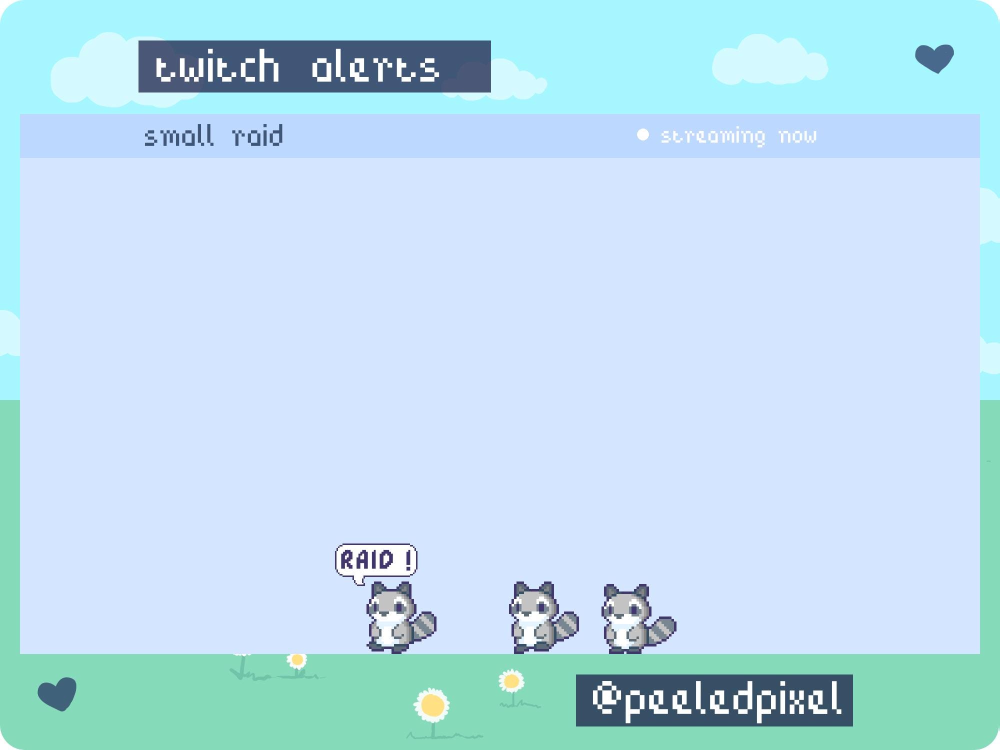 Raccoon Twitch Raid Alert Pack | Cute Animated Pixel Raccoon Bundle ...