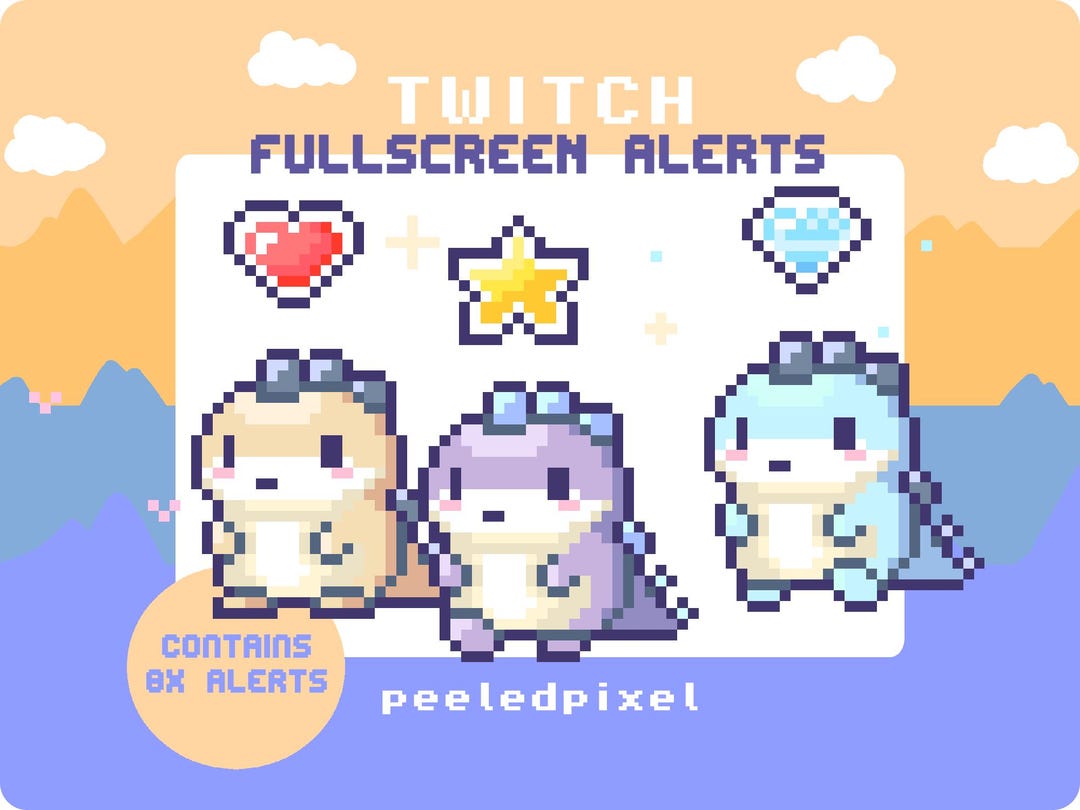 Pastel Dinosaur Fullscreen Alert Pack | Animated Pixel Dinosaur Bundle ...