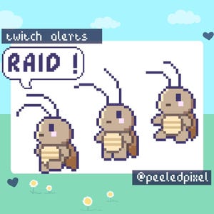 Cockroach Twitch Raid Alert Pack | Cute Animated Pixel Cockroach Bundle ...