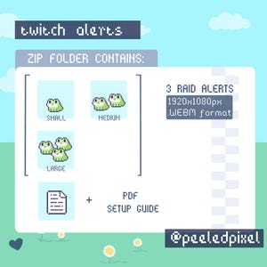 Frog Twitch Raid Alert Pack | Cute Animated Pixel Frog Bundle | Stream ...
