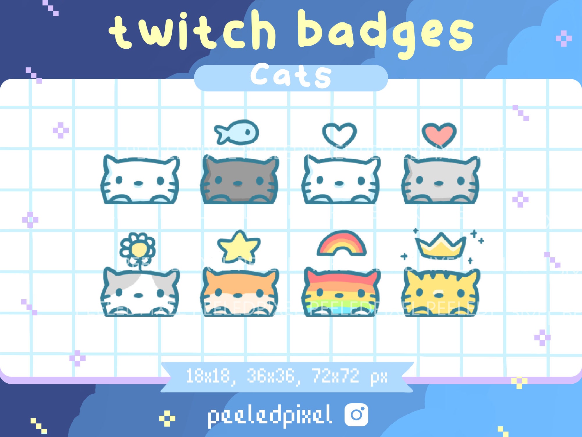 Cat Badges for Twitch/youtube/discord | Bit Badges | Twitch Sub Badges ...