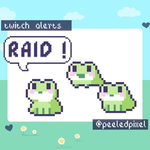 Frog Twitch Raid Alert Pack | Cute Animated Pixel Frog Bundle | Stream ...