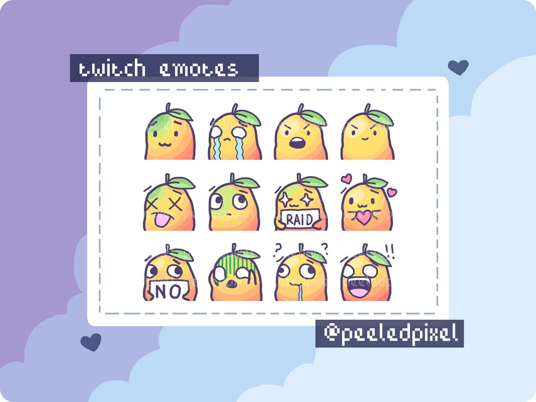 Mango Emotes X 12 for Twitch & Discord Emote | Mango Twitch Emote Pack ...