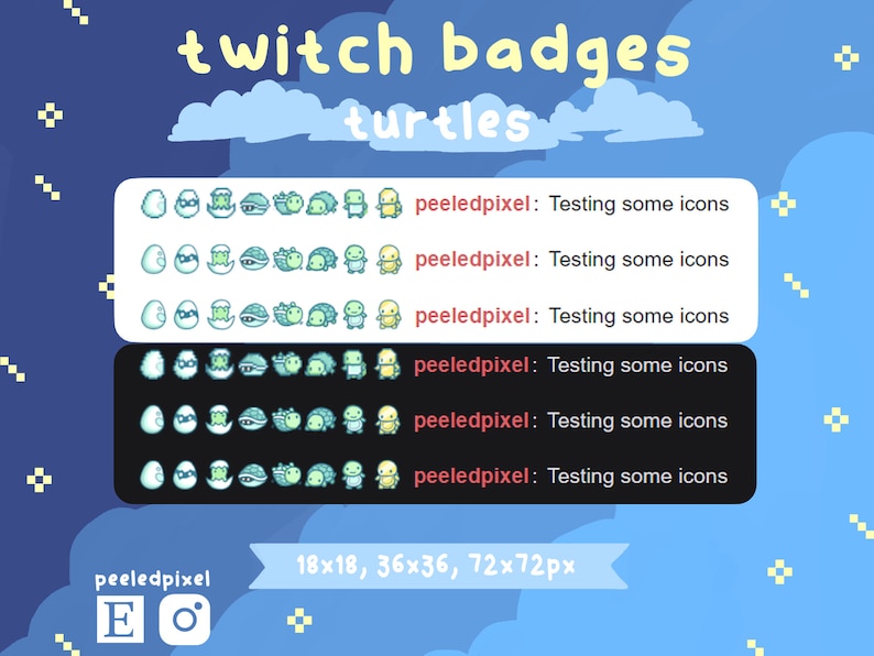 Turtle Twitch Badges for Twitch/youtube/discord Bit Badges Twitch Sub Badges Stream Badges ...