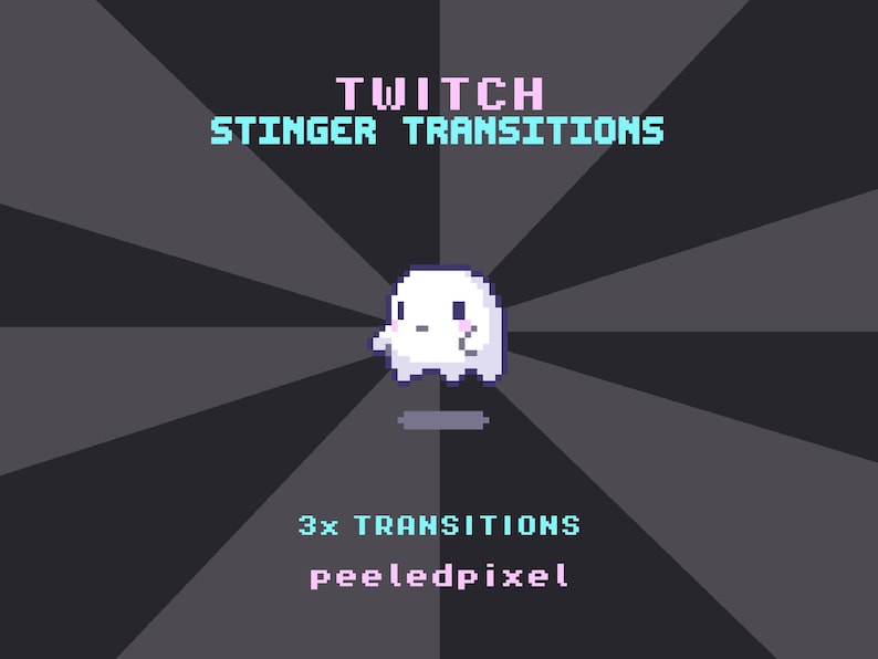 3x Cute Animated Ghost Twitch Stinger Transition Pack - Cute Pixel Art ...