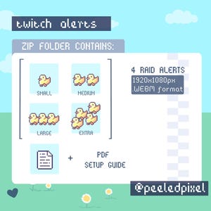Duck Twitch Raid Alert Pack | Cute Animated Pixel Duck Bundle | Stream ...