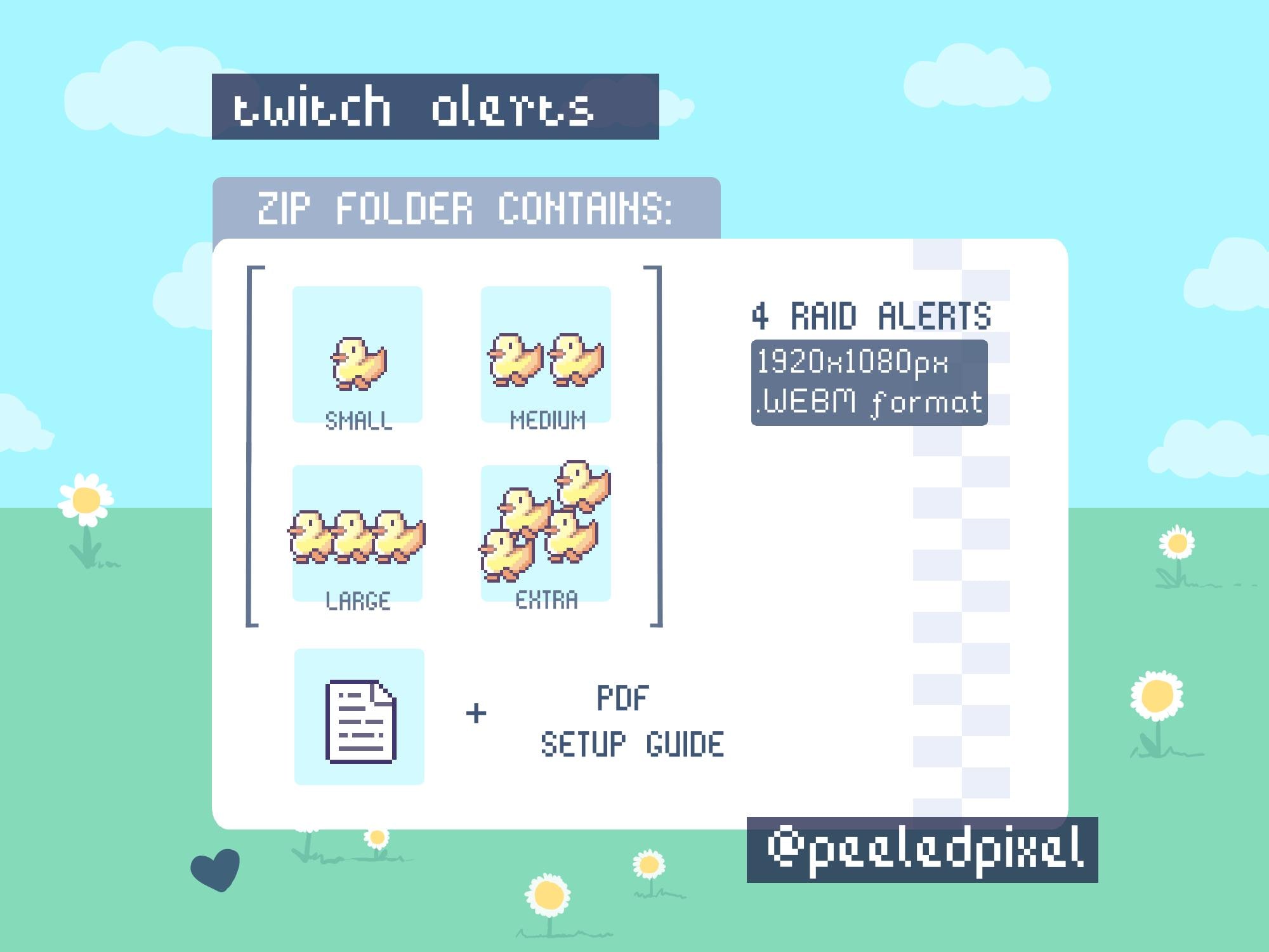 Duck Twitch Raid Alert Pack | Cute Animated Pixel Duck Bundle | Stream ...