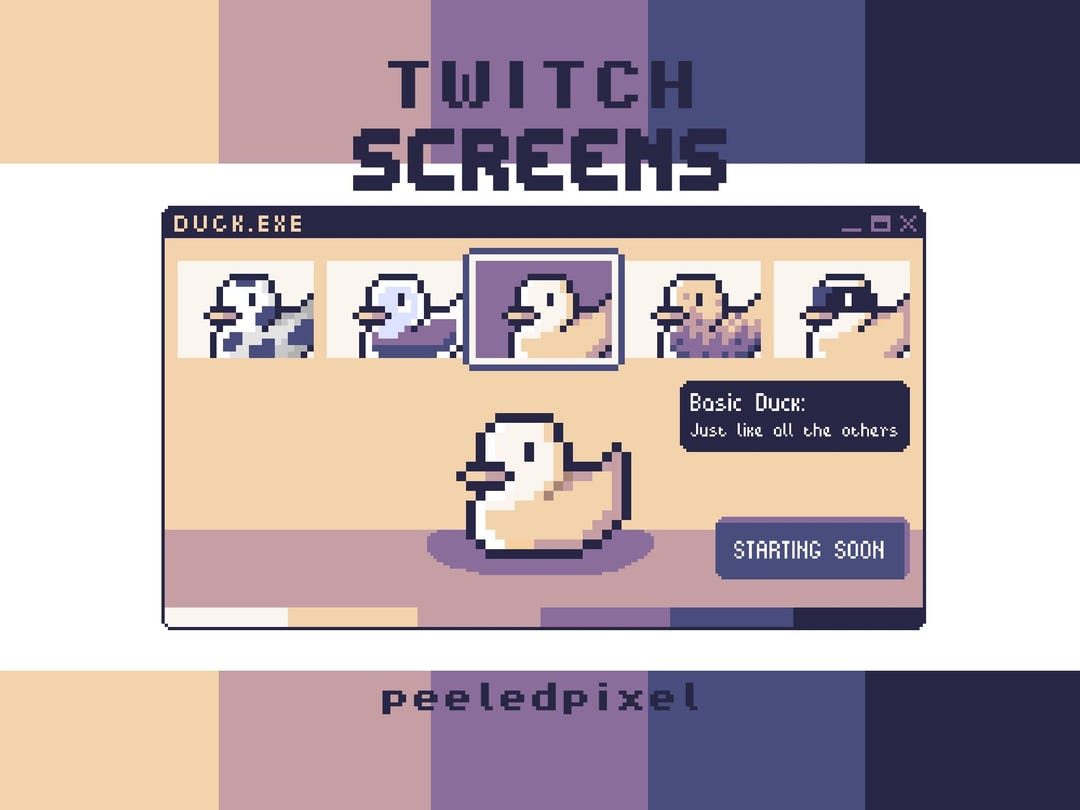 Duck Twitch Screen Pack | Cute Animated Pixel Duck Screens | 4x Screens ...