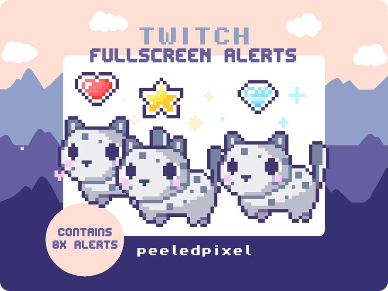 Snow Leopard Fullscreen Alert Pack | Animated Pixel Snow Leopard Bundle ...