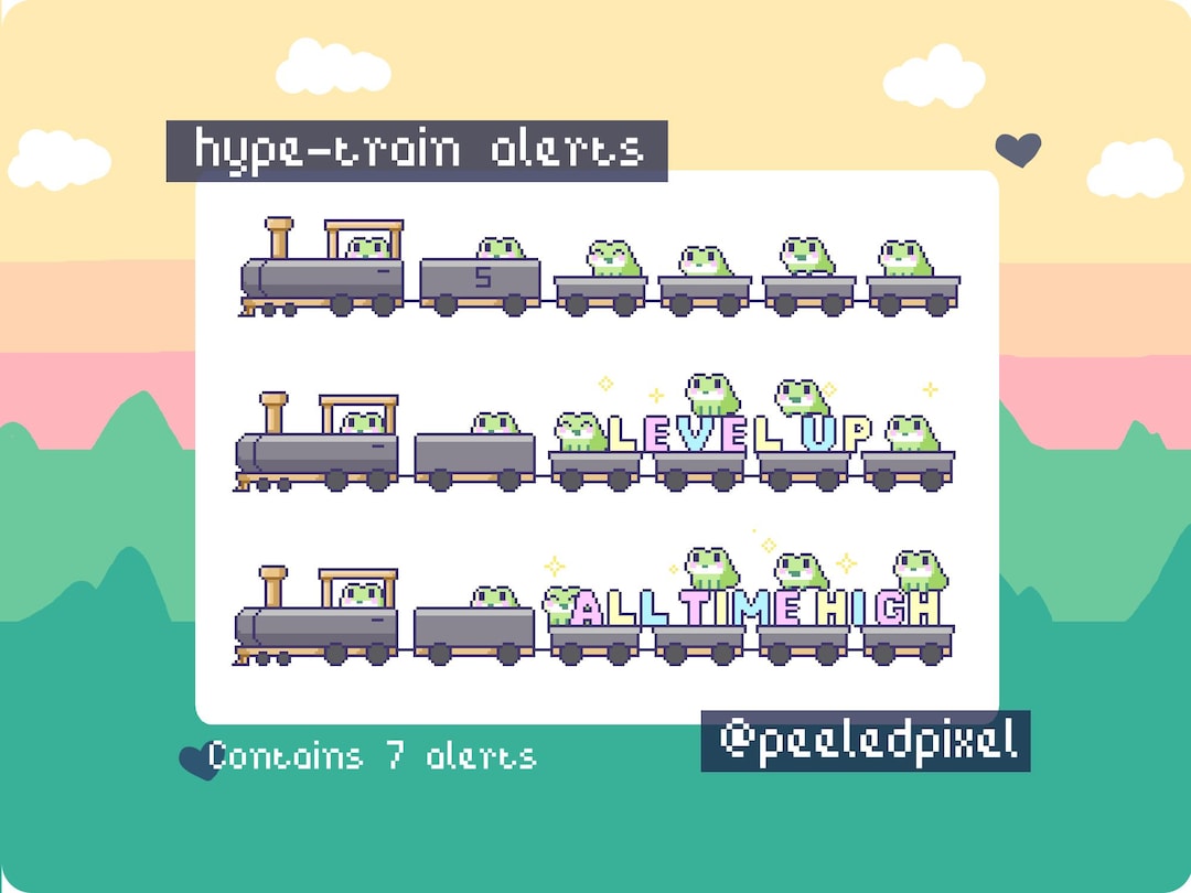 Frog Hype Train Alert Pack | Cute Animated Pixel Frog Bundle | Stream ...