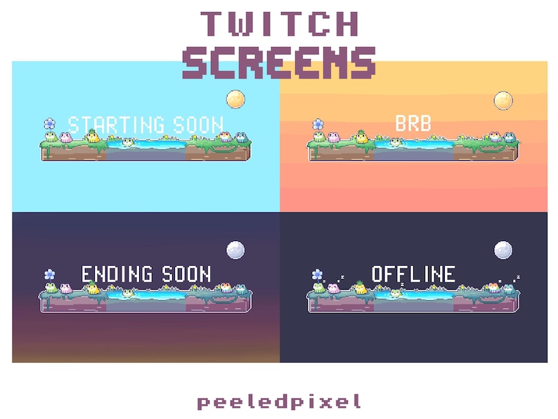Frog Island Twitch Screen Pack | Animated Pixel Screens | Starting Soon ...