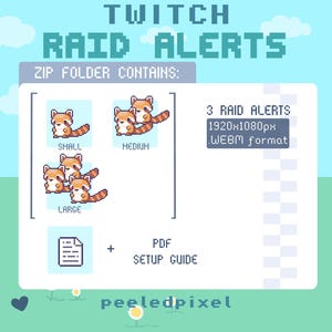 Red Panda Twitch Raid Alert Pack | Animated Pixel Bundle | Raid Overlay ...