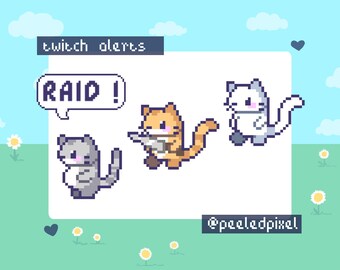Flower Cats Twitch Raid Alert Pack | Cute Animated Pixel Plant Kitty ...
