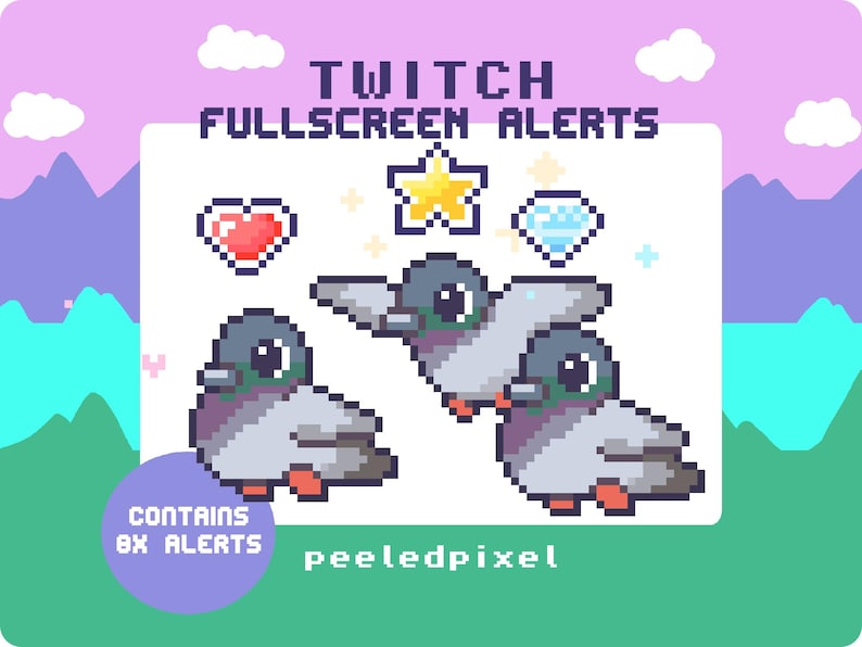 Pigeon Fullscreen Alert Pack | Animated Pixel Pigeon Bundle | Stream ...