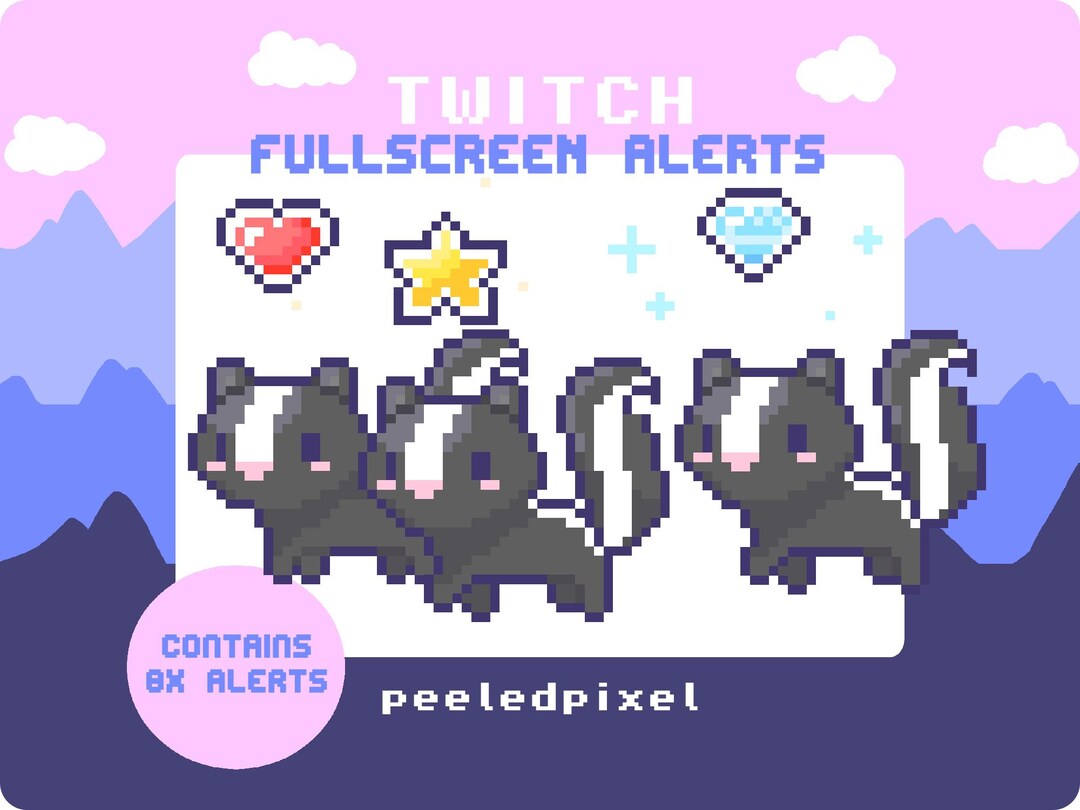 Skunk Fullscreen Alert Pack | Animated Pixel Skunk Bundle | Stream ...