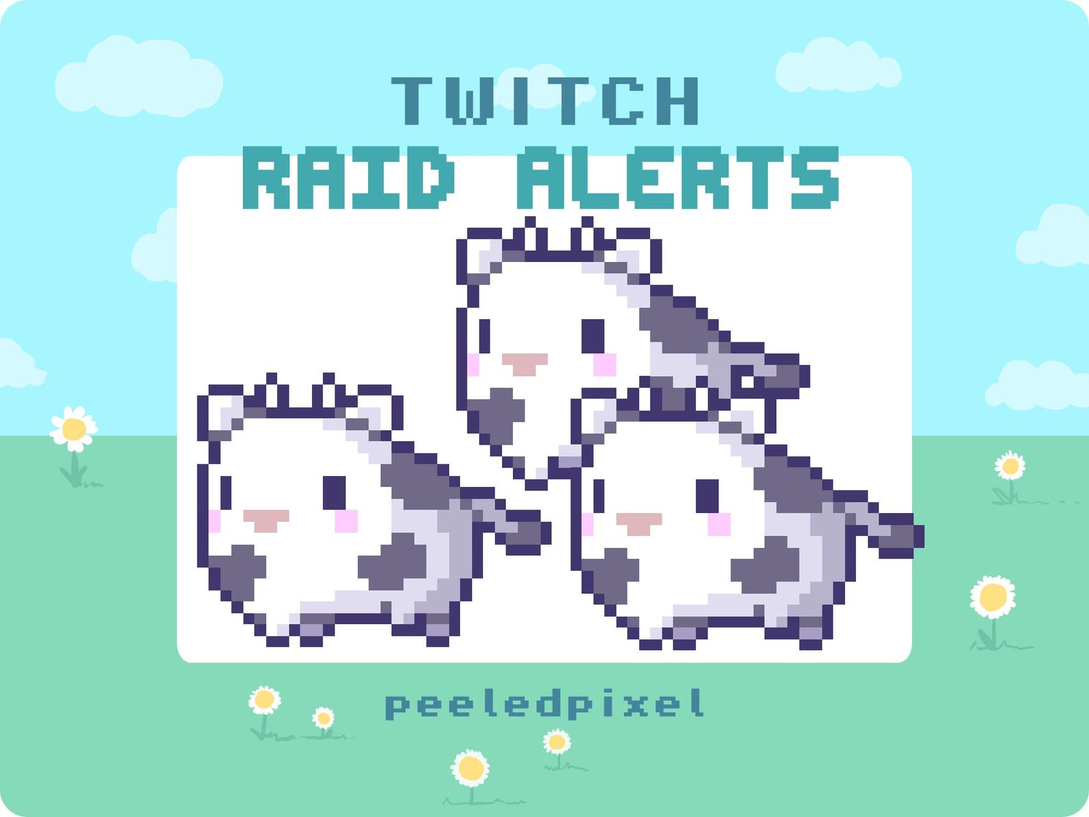 Cow Twitch Raid Alert Pack | Cute Animated Pixel Cow Bundle | Stream ...