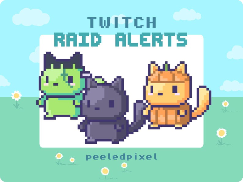 Halloween Cat Twitch Raid Alert Pack | Cute Animated Pixel Cat Bundle ...