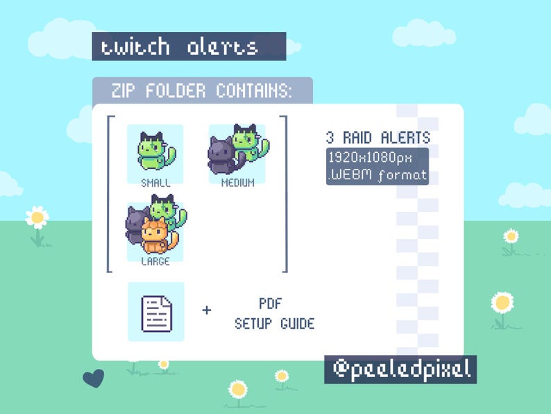 Halloween Cat Twitch Raid Alert Pack | Cute Animated Pixel Cat Bundle ...