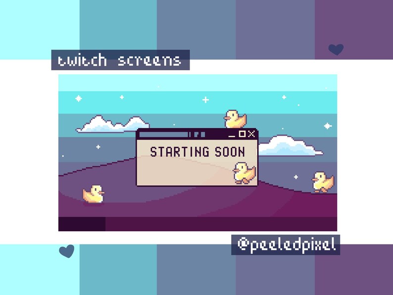 Duck Twitch Screen Pack | Cute Animated Pixel Duck Screens | 4x Screens ...