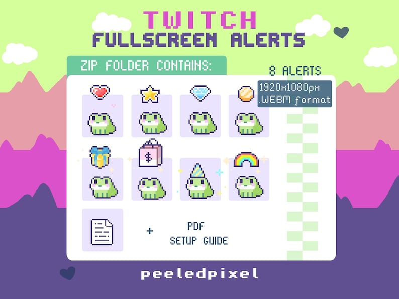 Frog Fullscreen Alert Pack | Animated Pixel Frog Bundle | Stream Animal ...