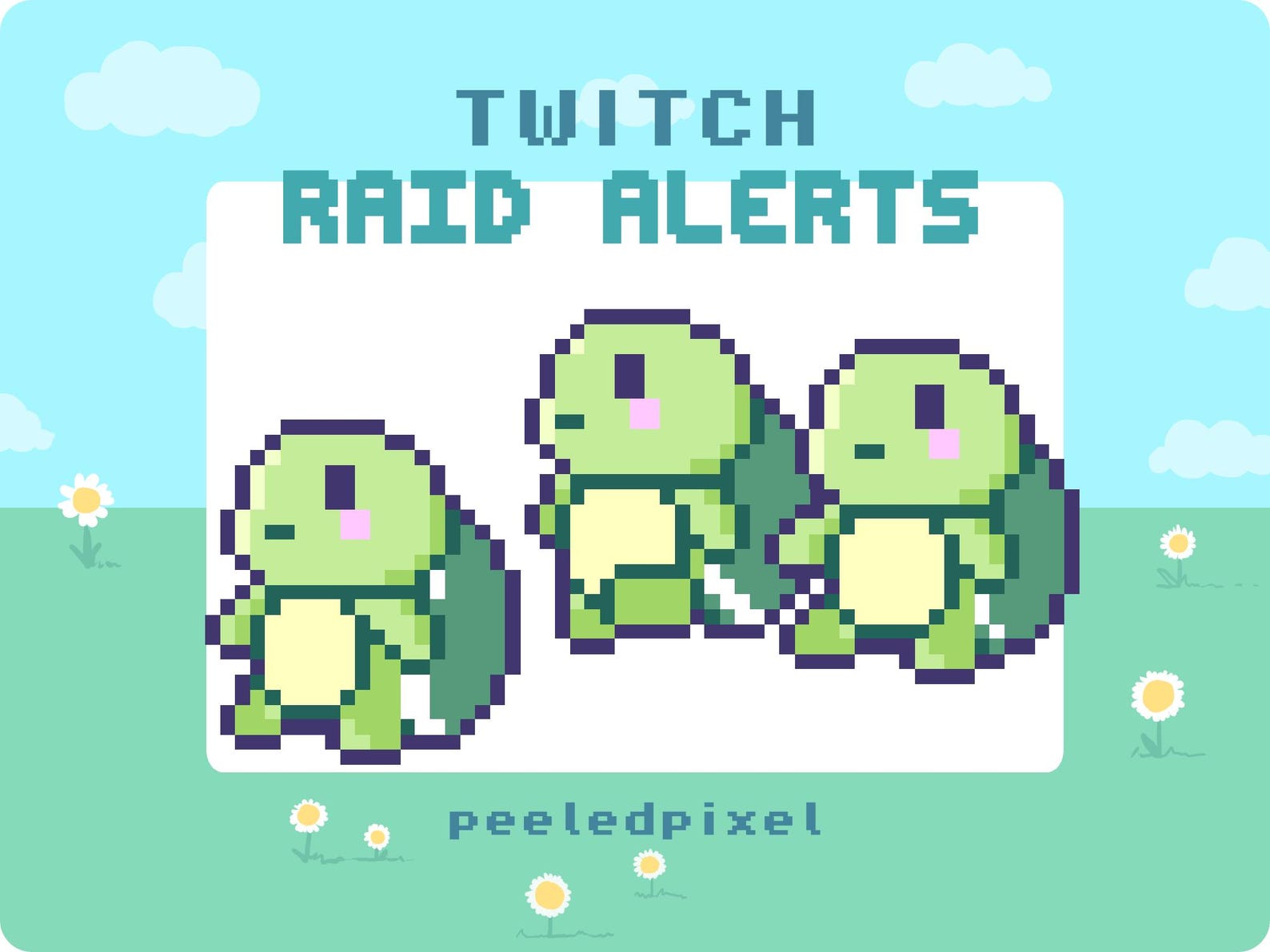 Turtle Twitch Raid Alert Pack | Cute Animated Pixel Turtle Bundle ...