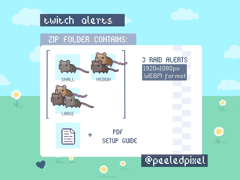 Rat Twitch Raid Alert Pack | Cute Animated Pixel Rat Bundle | Stream ...