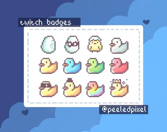 Rainbow Duck Stream Badges for Twitch / Youtube / Discord || Bit Badges ...