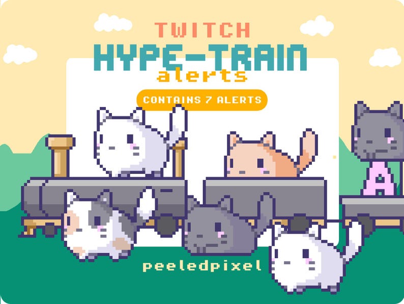 Cat Hype Train Alert Pack | Animated Pixel Cat Bundle | Stream Animal ...