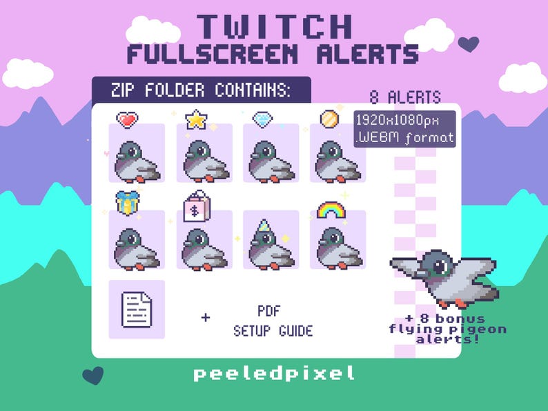 Pigeon Fullscreen Alert Pack | Animated Pixel Pigeon Bundle | Stream ...