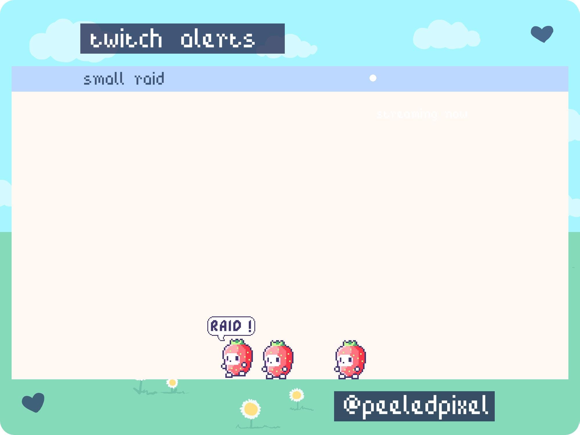 Strawberry Twitch Raid Alert Pack | Cute Animated Pixel Strawberry ...