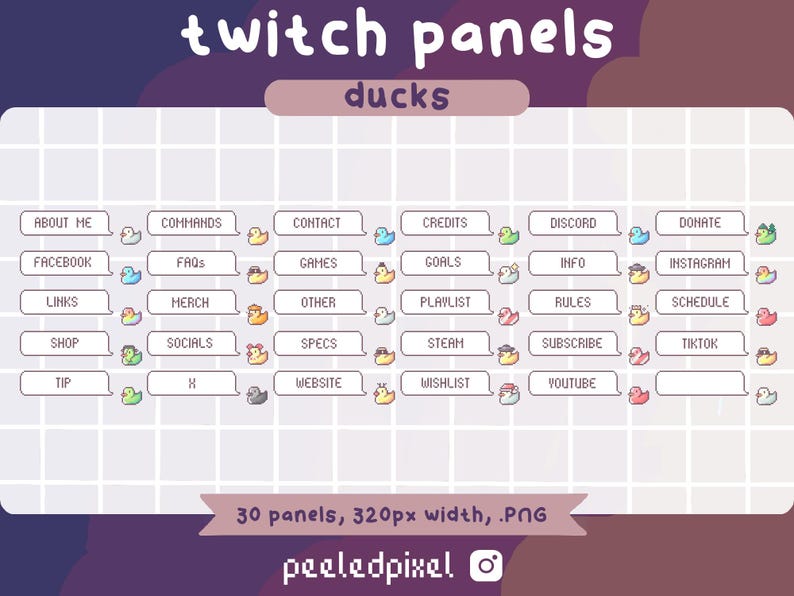 Duck Twitch Panels for Streamers - Instant Download/ready to Use PNG ...
