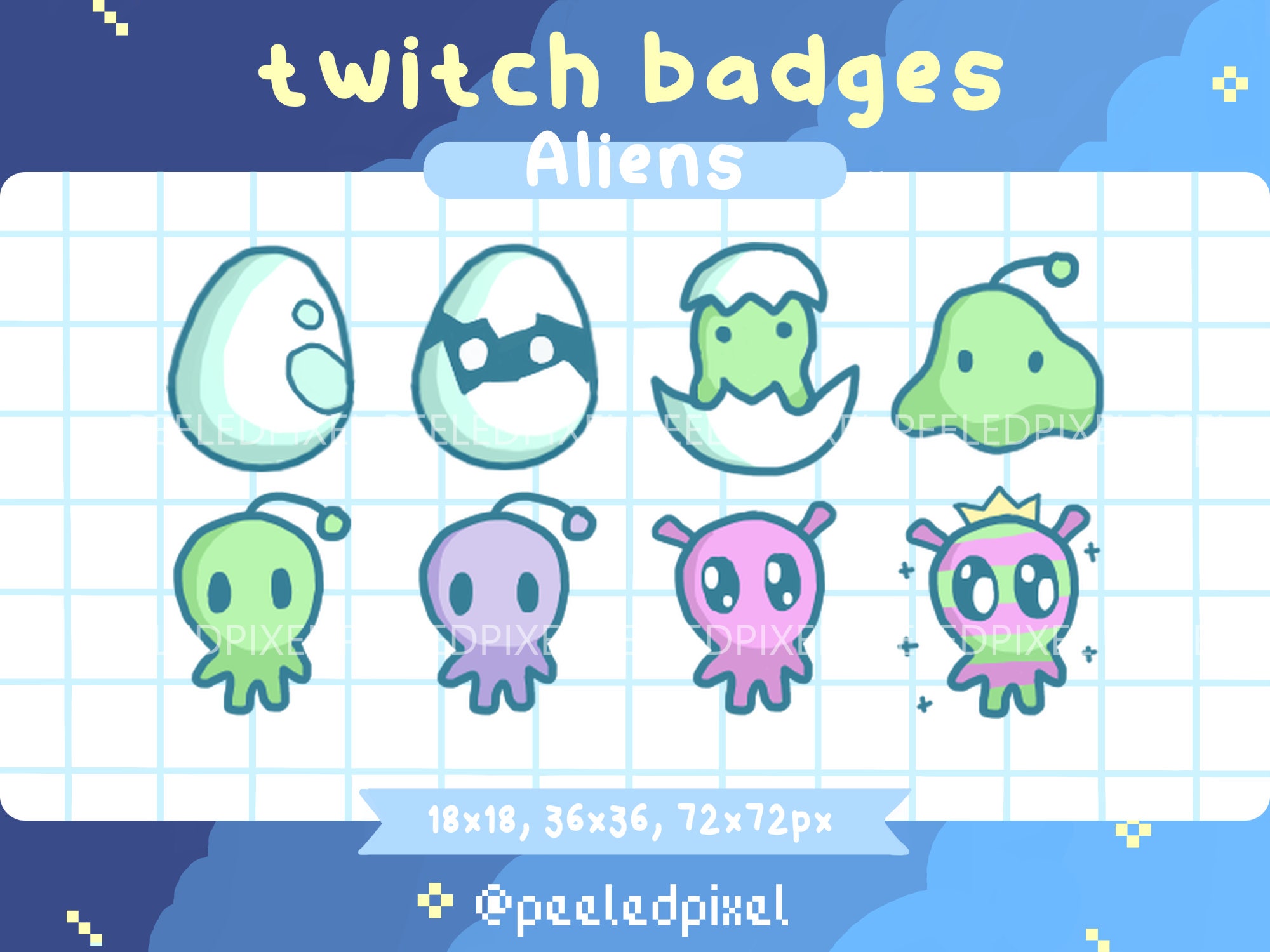 Alien Badges for Twitch/youtube/discord Bit Badges Twitch Sub Badges ...