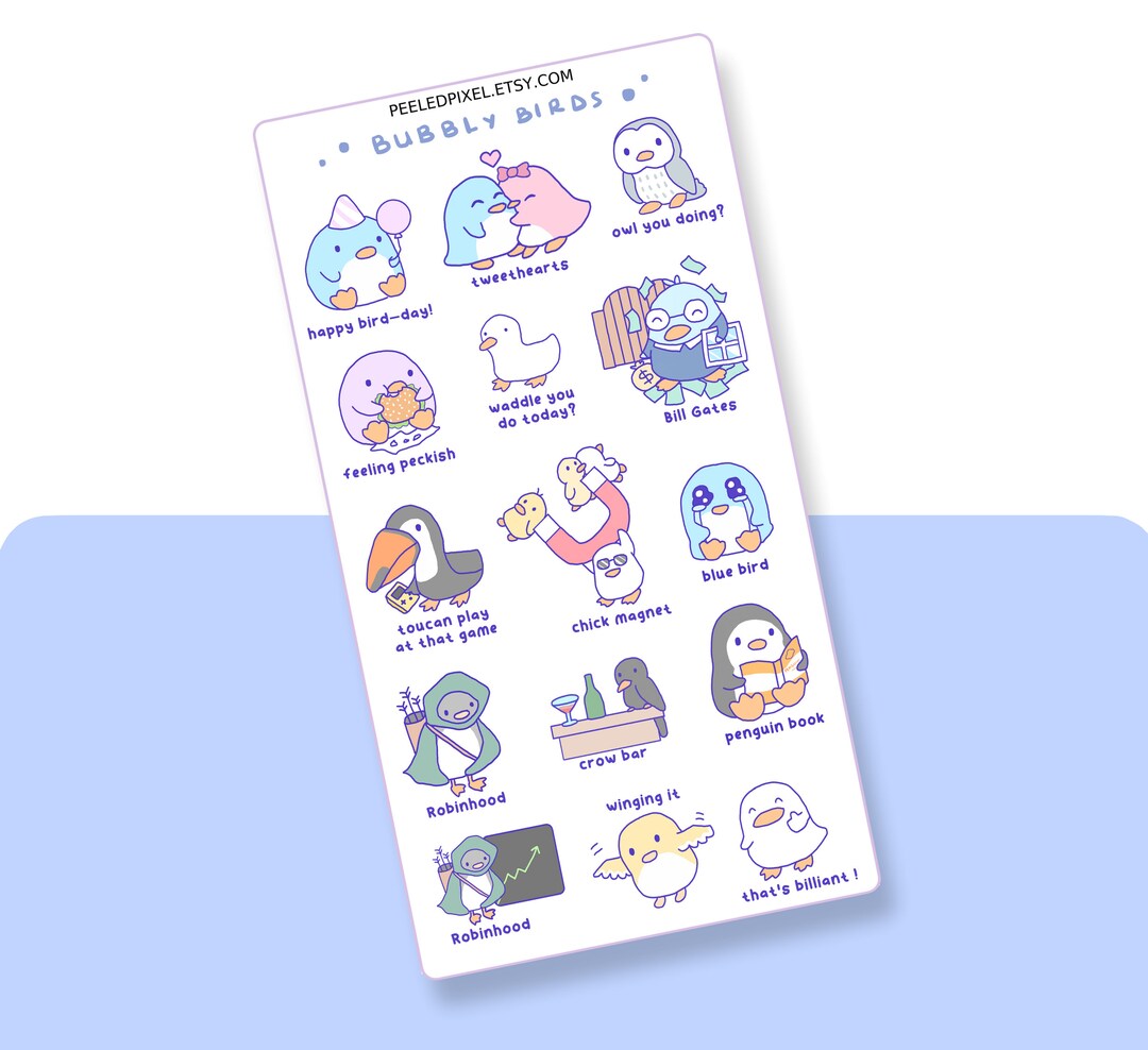 Bird Stickers Bubbly Birds - Etsy