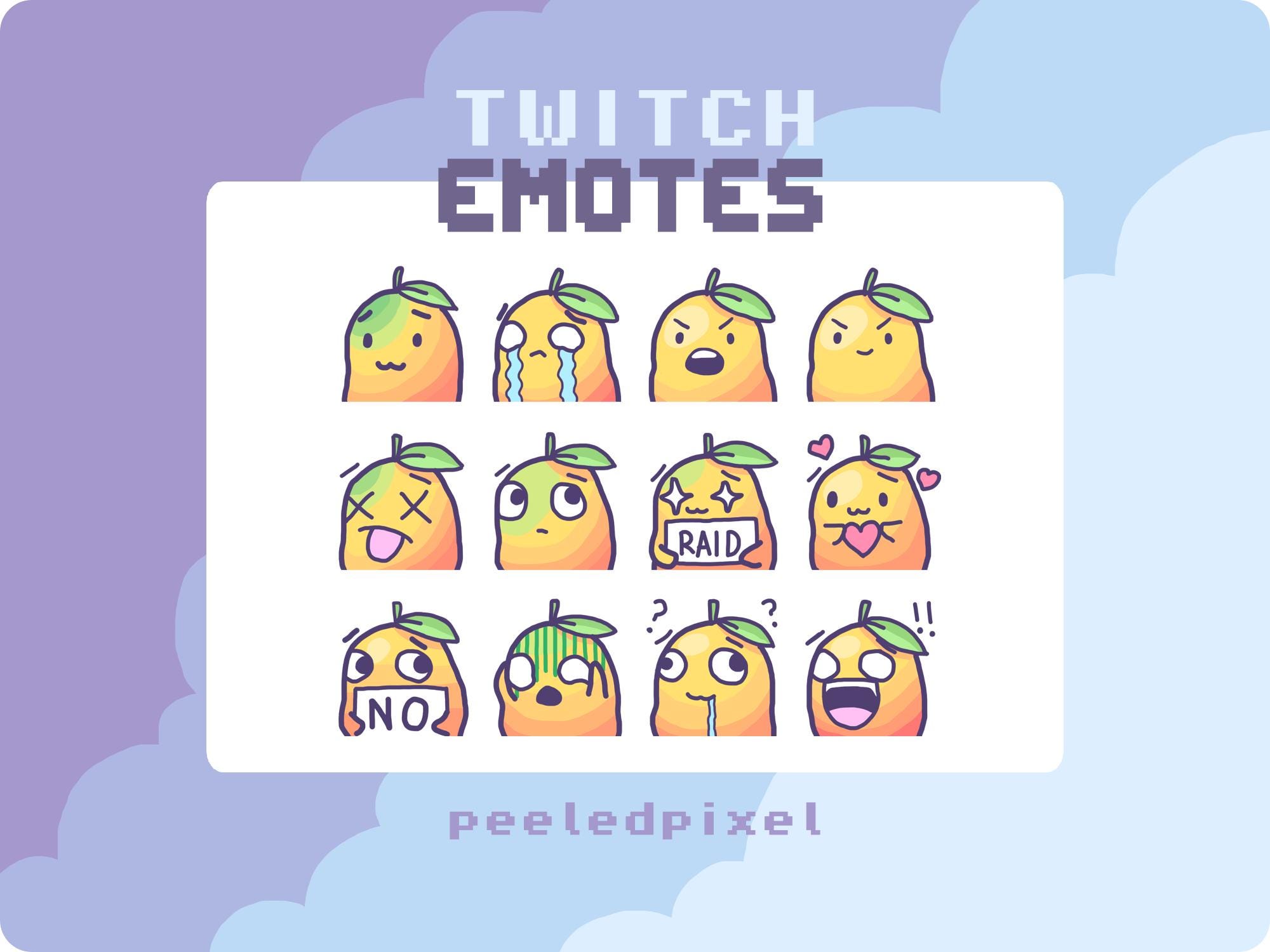 Mango Emotes X 12 for Twitch & Discord Emote | Mango Twitch Emote Pack ...