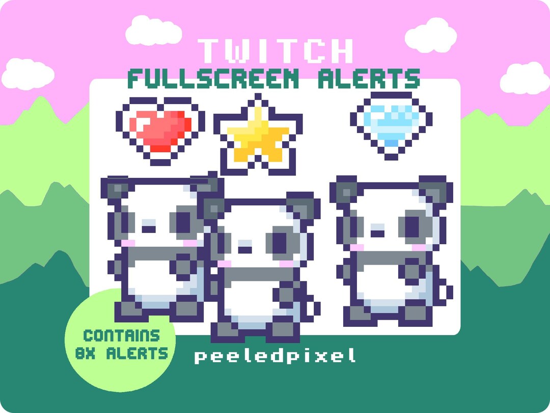 Panda Fullscreen Alert Pack | Animated Pixel Panda Bundle | Stream ...