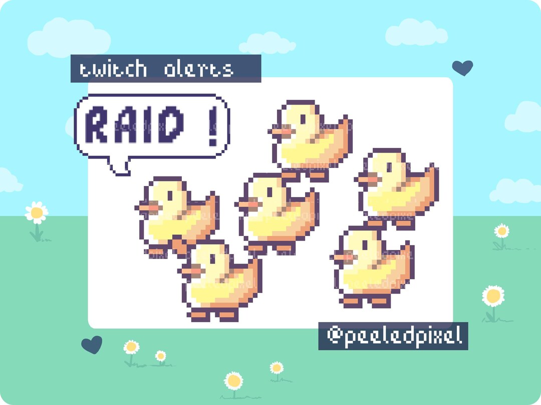 Duck Twitch Raid Alert Pack | Cute Animated Pixel Duck Bundle | Stream ...