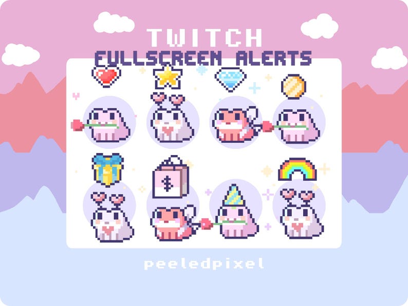 Valentine Frog Fullscreen Alert Pack | Animated Pixel Frog Bundle ...