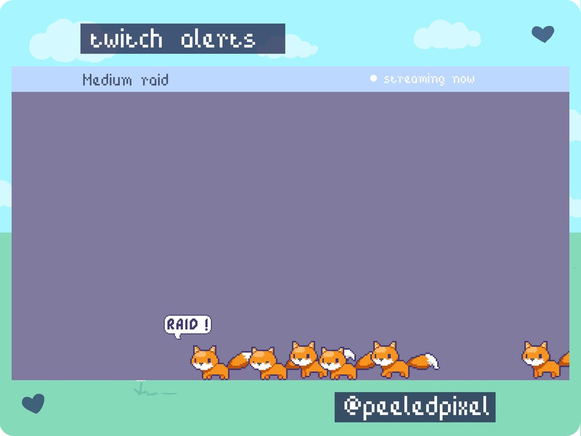 Fox Twitch Raid Alert Pack | Cute Animated Pixel Fox Bundle | Stream ...