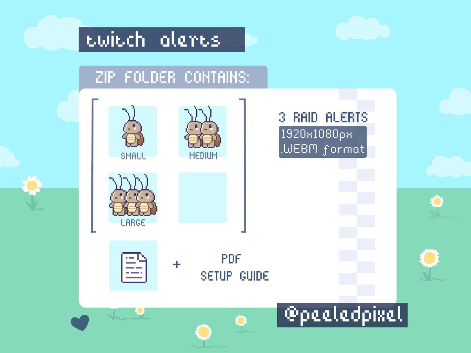Cockroach Twitch Raid Alert Pack | Cute Animated Pixel Cockroach Bundle ...